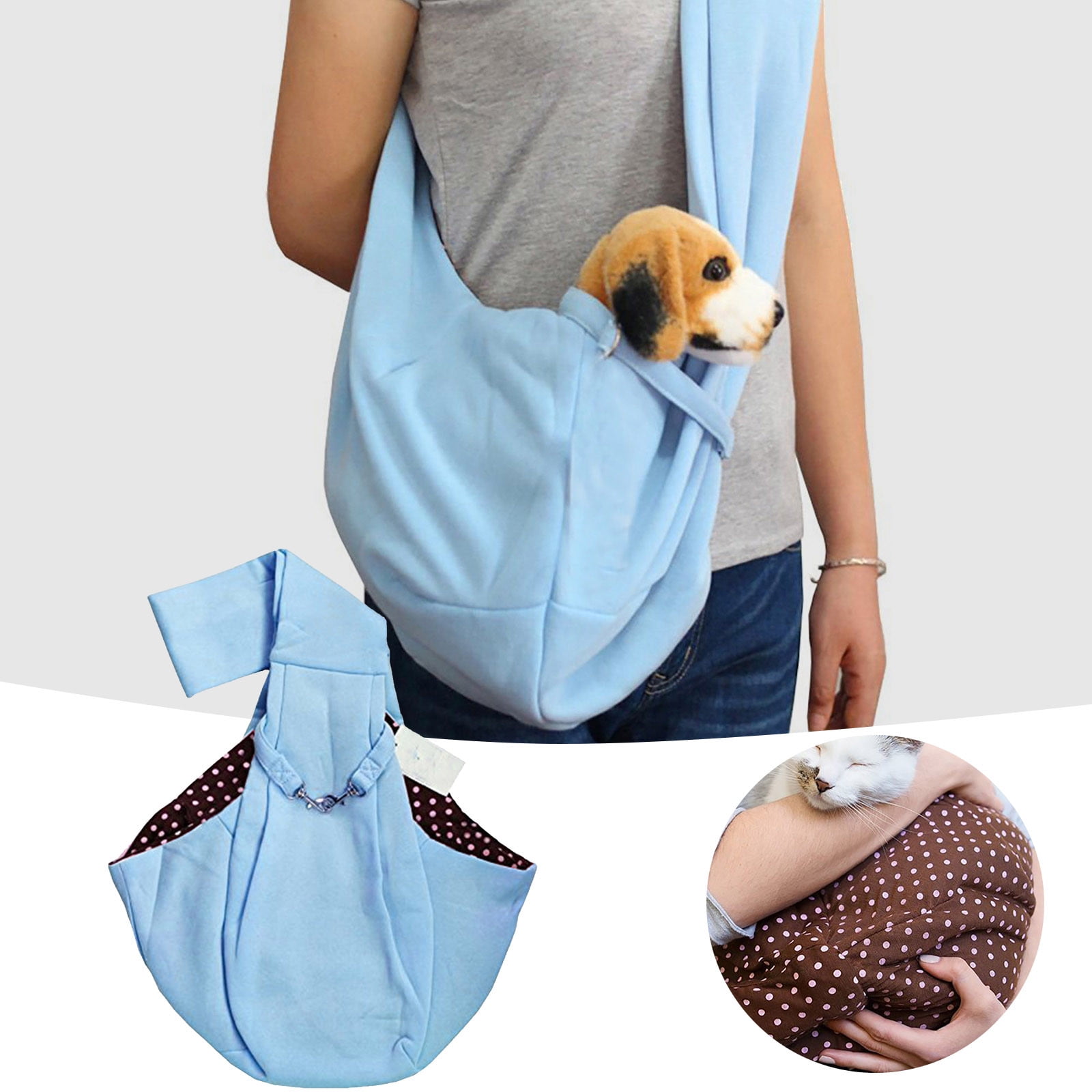 Dog Carrier Sling - Reversible Puppy Carrier Purse with Storage Pocket ...