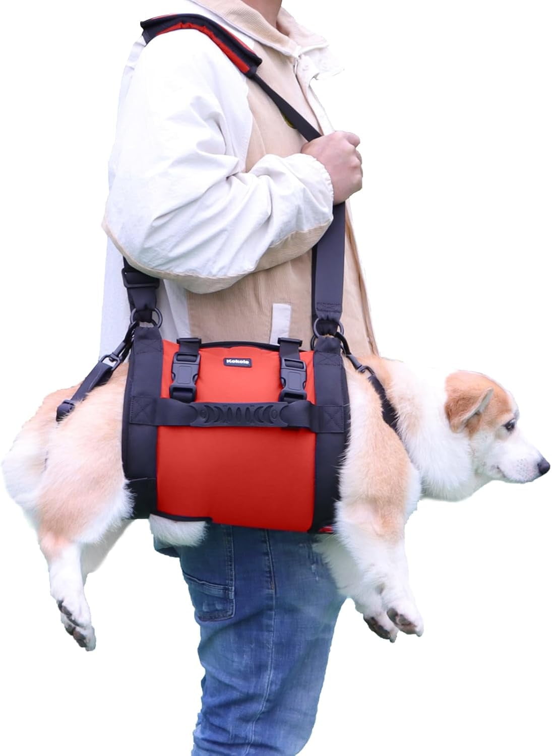 Dog Lift Harness for Large Dogs, Red Nylon Sling, L Size, Rear Legs ...
