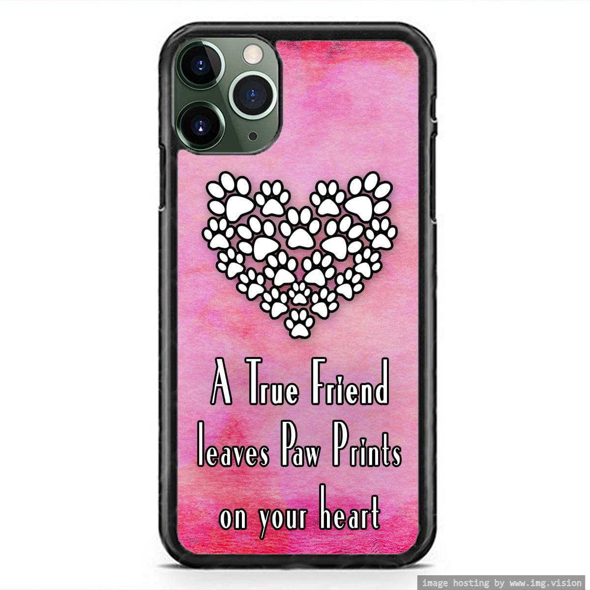 Dog Cat A True Friend Leaves Paw Prints Slim Hard Rubber Custom Case ...