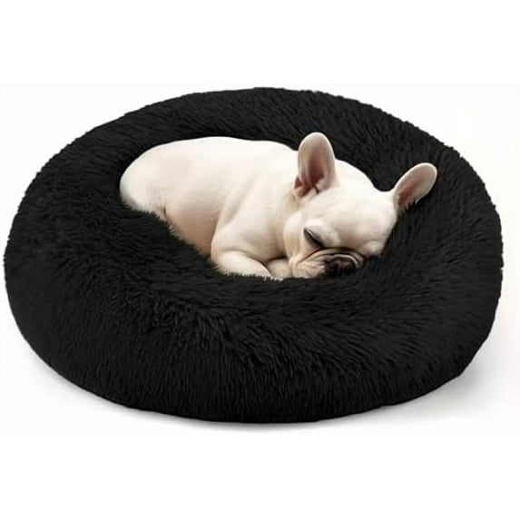 Dog & Cat Bed, 20in Cat Beds for Indoor Cats, Calming Donut Bed for ...