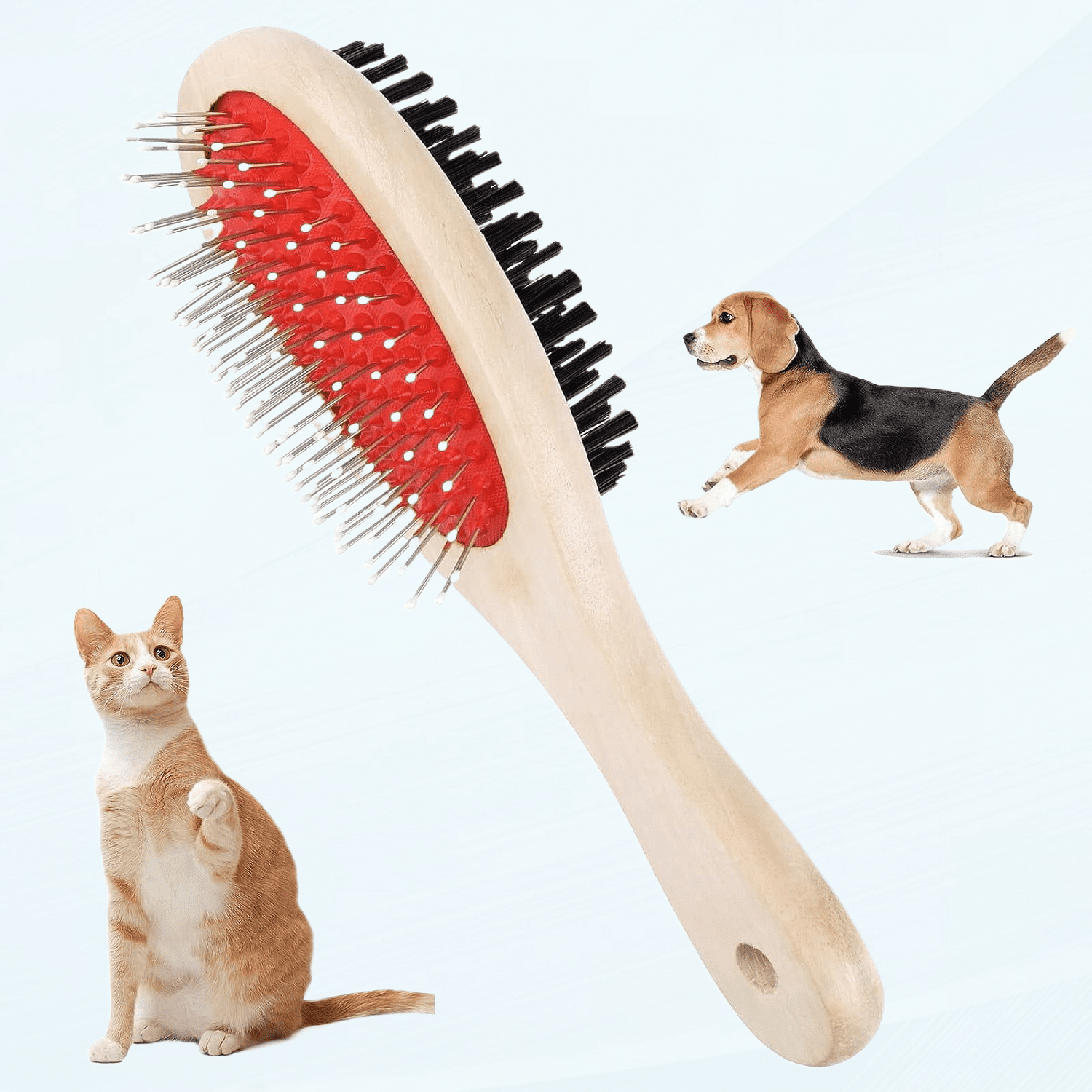 Dog Cat Brush - Slicker Pet Brush Double Sided Short Hair Dog Grooming ...