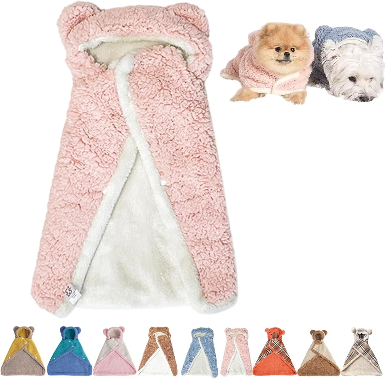 Dog Cat Cape Blanket, Warm Winter Flannel Cape with Hood in 9 Cute ...