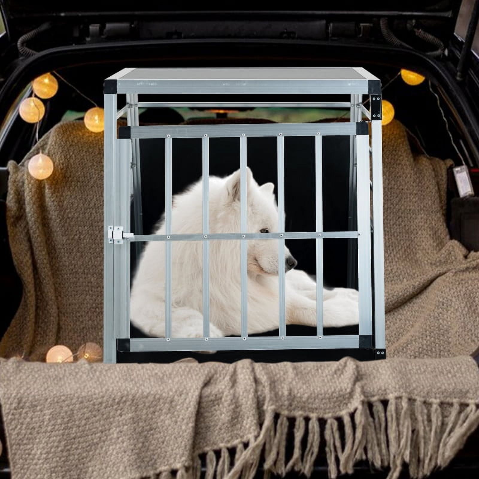 Dog Cat Carrier Cage Double Doors Pet Car Transport Cage Aluminium ...