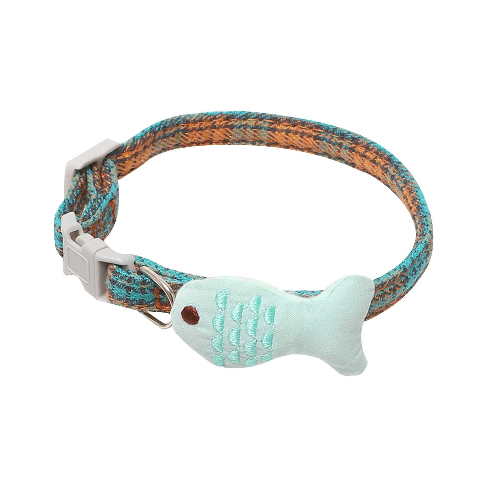 Dog Cat Collars with Fish Pendant, Adjustable Buckle Collars Neck Strap ...