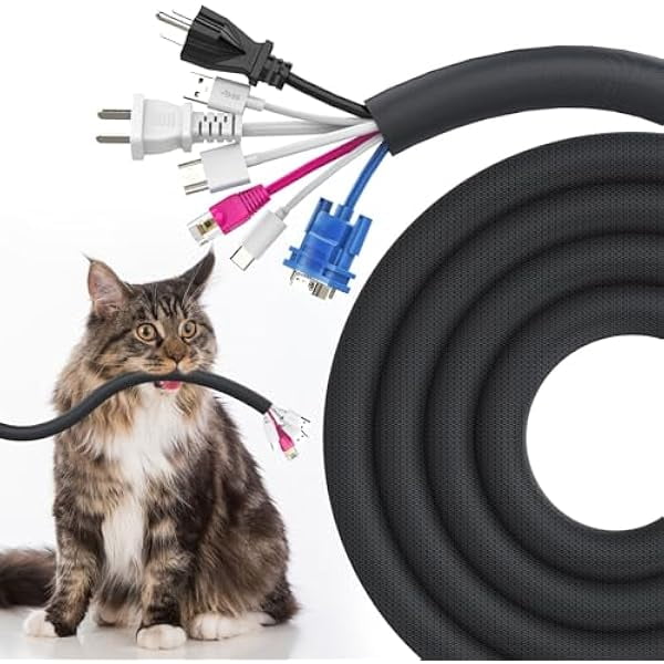 Dog and Cat Cord Protector 10ft - 1inch, Flexible Cable Sleeve for Easy ...
