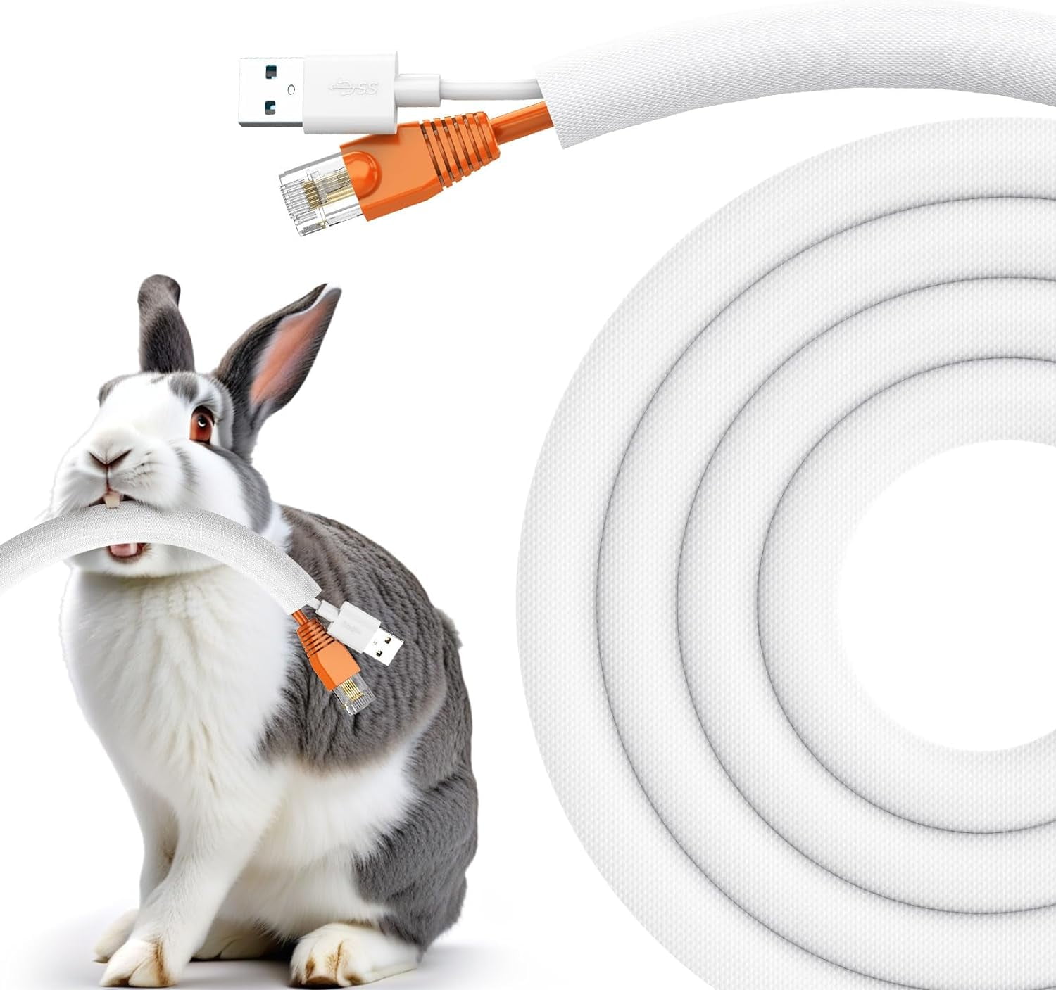 Dog and Cat Cord r 10ft - 3/8inch, Flexible Cable Sleeve for Easy Cord ...