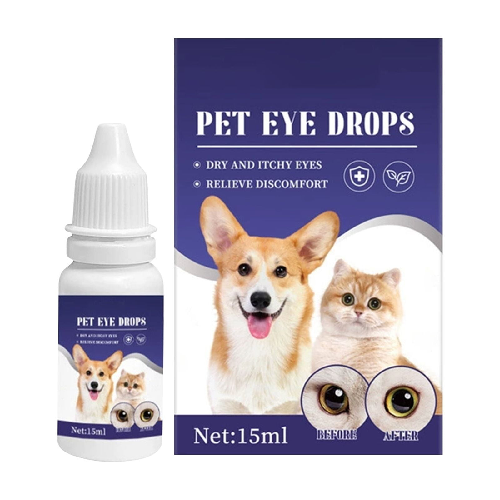 Dog & Cat Eye Drops – Tear Stain Remover for Pets with Red, Itchy Eyes ...