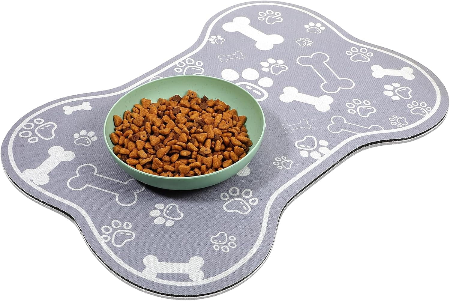 Dog Cat Food Mat Rapid Absorbent Dog Bone Shaped Placemat Water Bowl ...