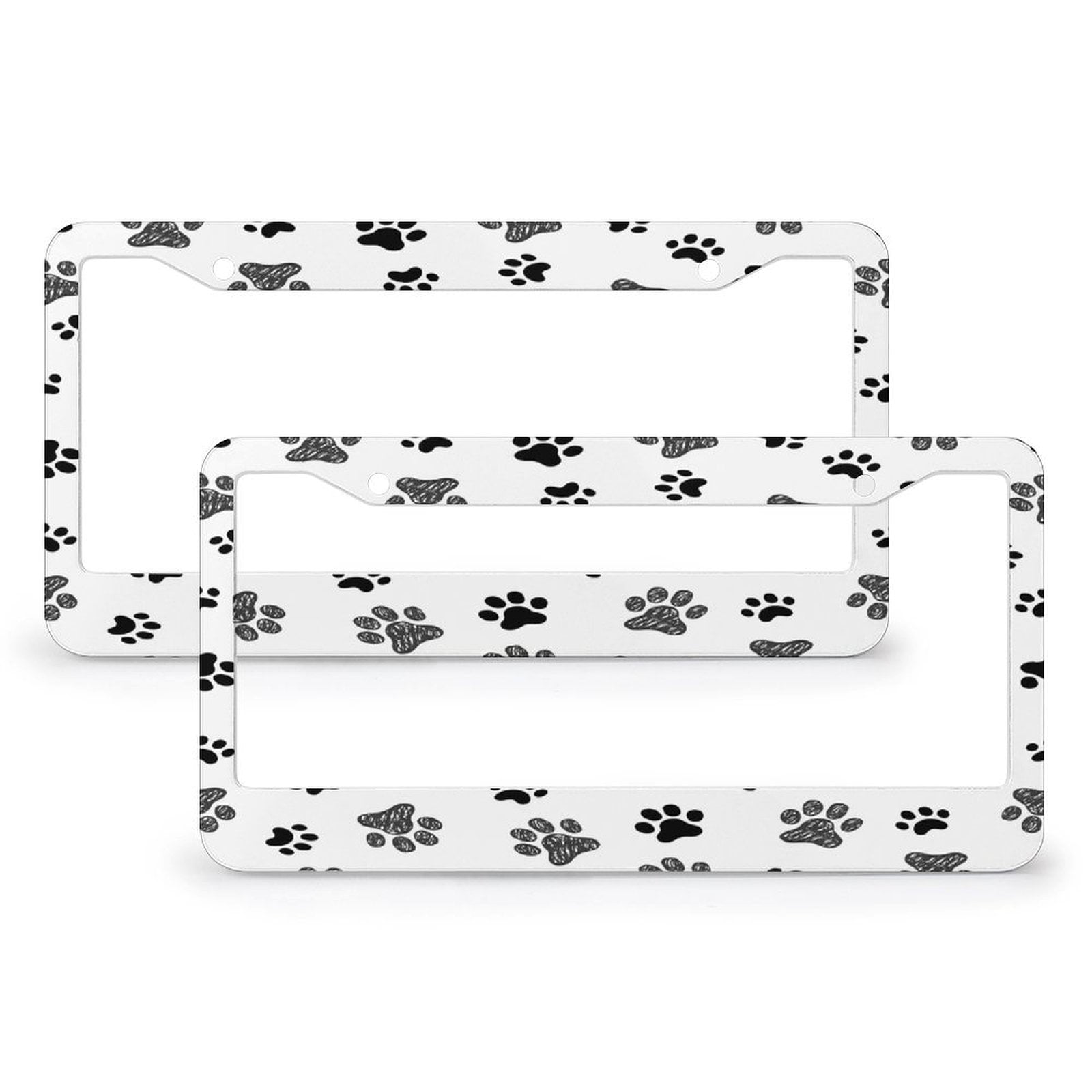 Dog Cat Footprint Seamless Pattern Pet Animal License Plate Frame - 2 ...