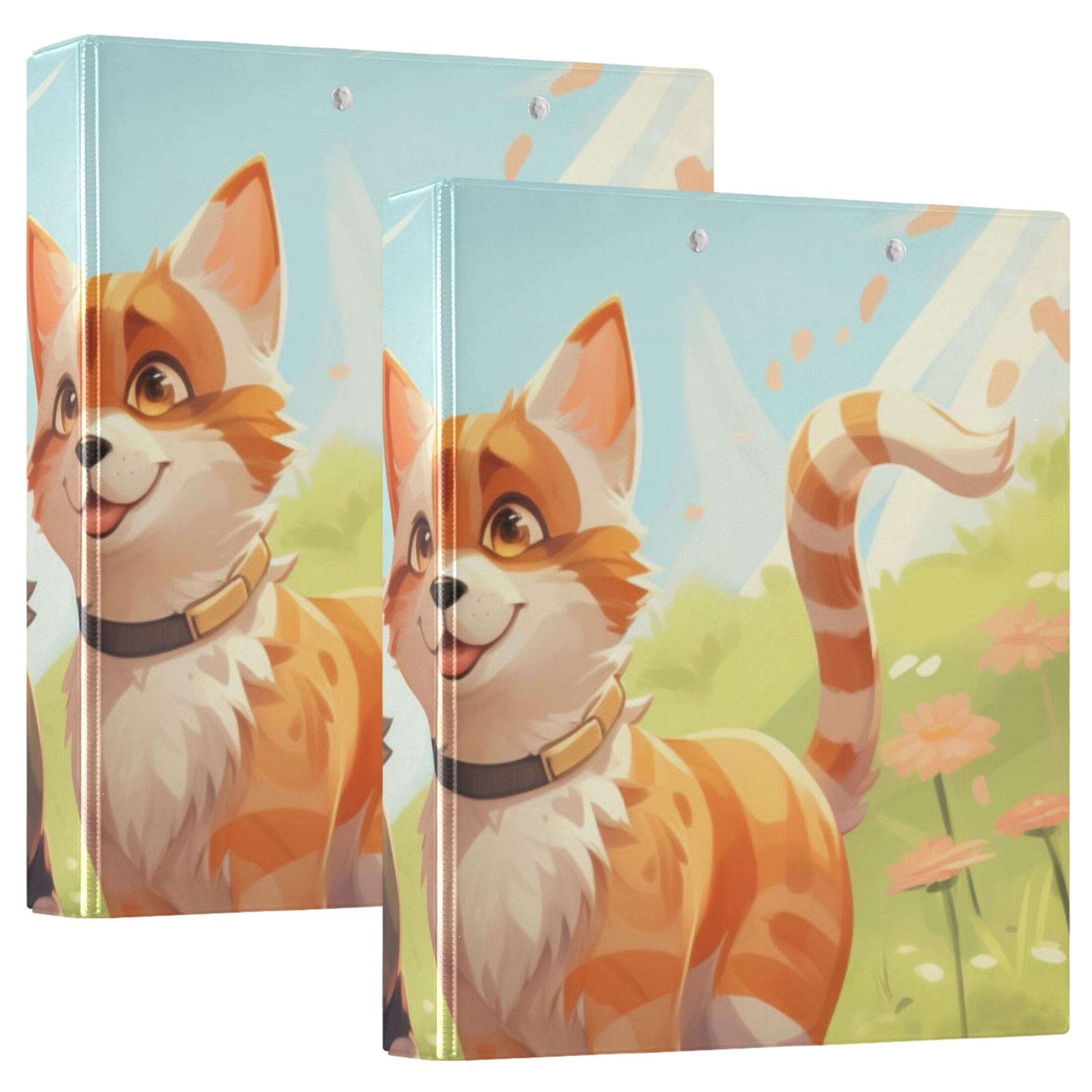 Dog Cat Grassland Sky 3 Ring Binders 1.5 inch Hardcover File Folders ...