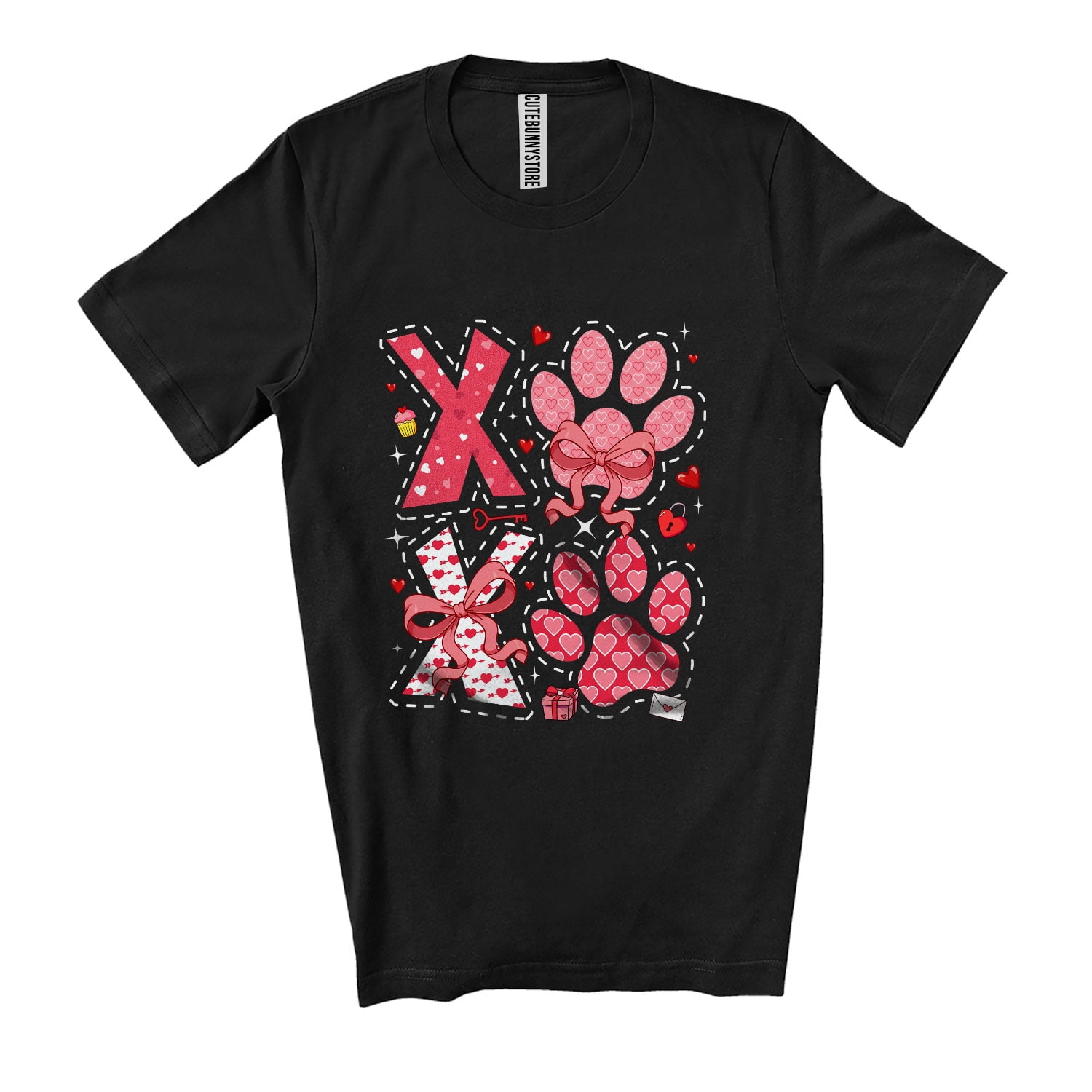 Dog Cat Paws With Pink Hearts Bow Tie; Lovely Valentine's Day Dog Owner ...
