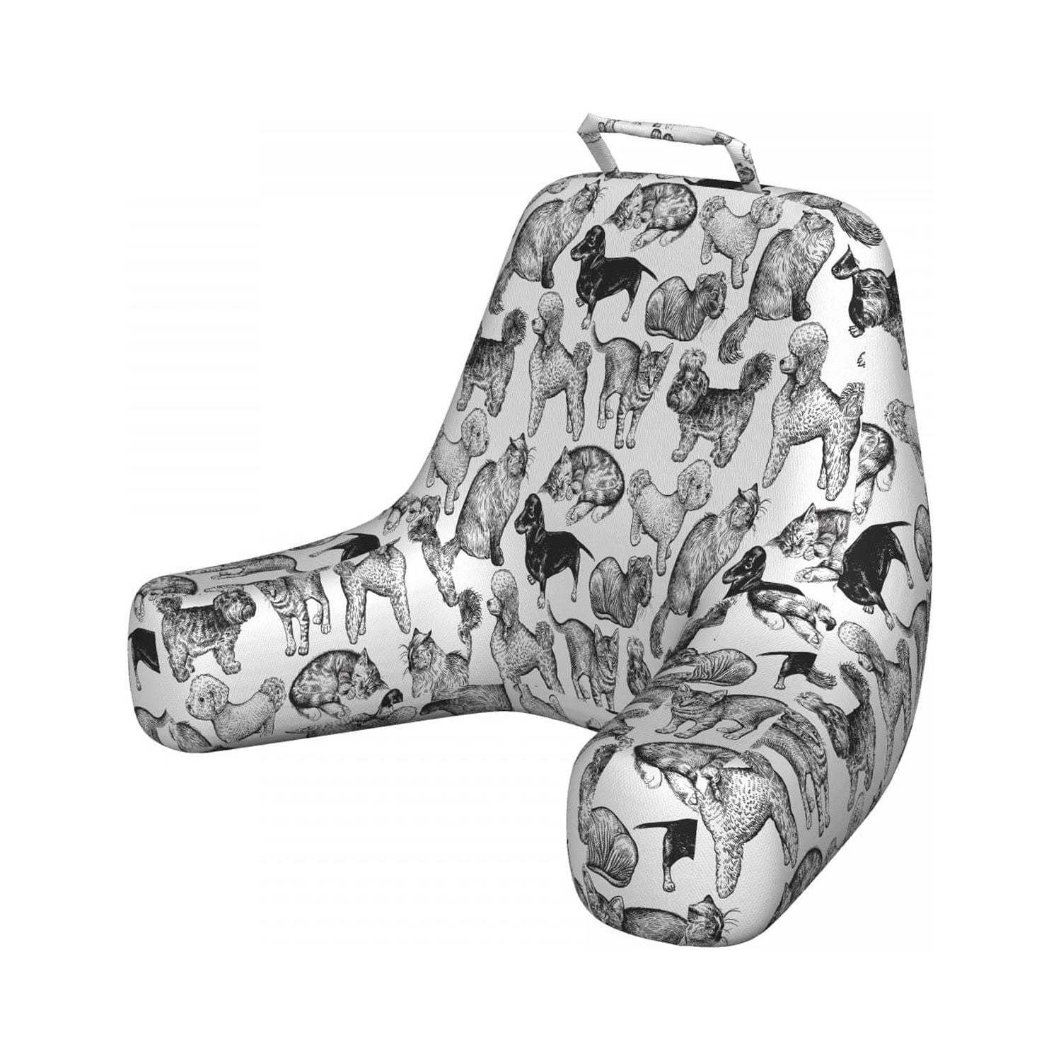 Dog and Cat Reading Pillow Cover, Monochrome Design of Various Animal ...