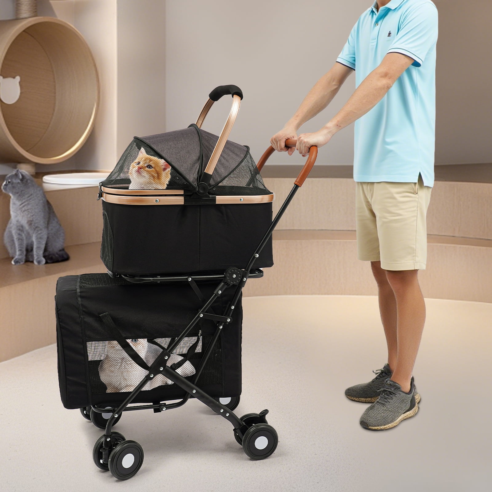 Dog & Cat Stroller, Foldable Pet Stroller, Foldable Pet Stroller for ...