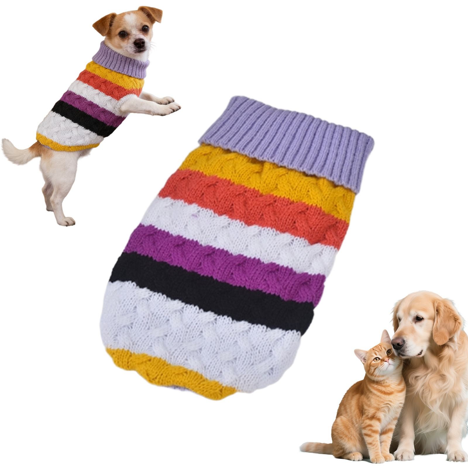Dog Cat Sweater, Warm Pet Knitwear Soft Winter Clothes with Pocket ...