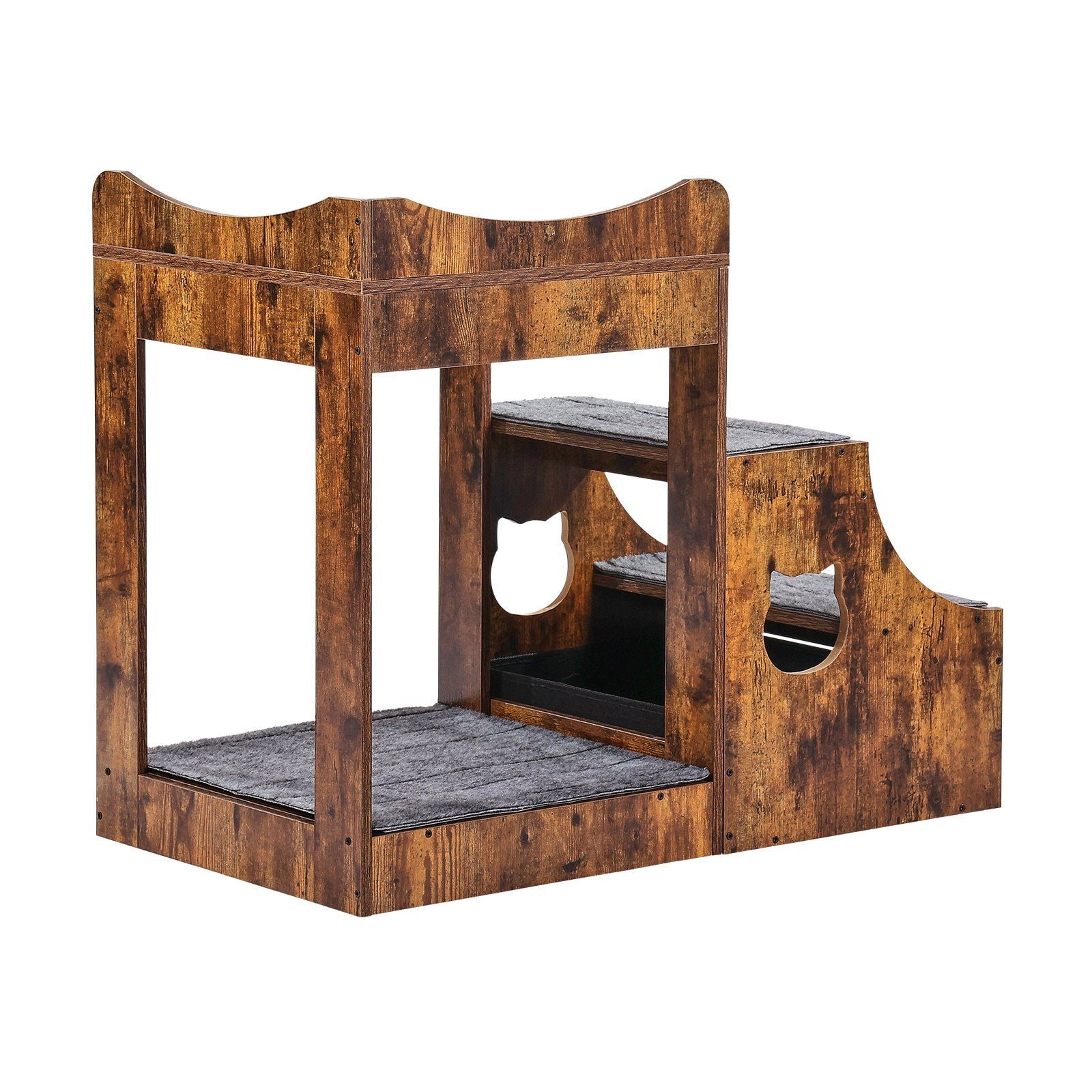 Dog/Cat Window Perch with Storage – Pet Bunk Bed with Stairs, Brown ...