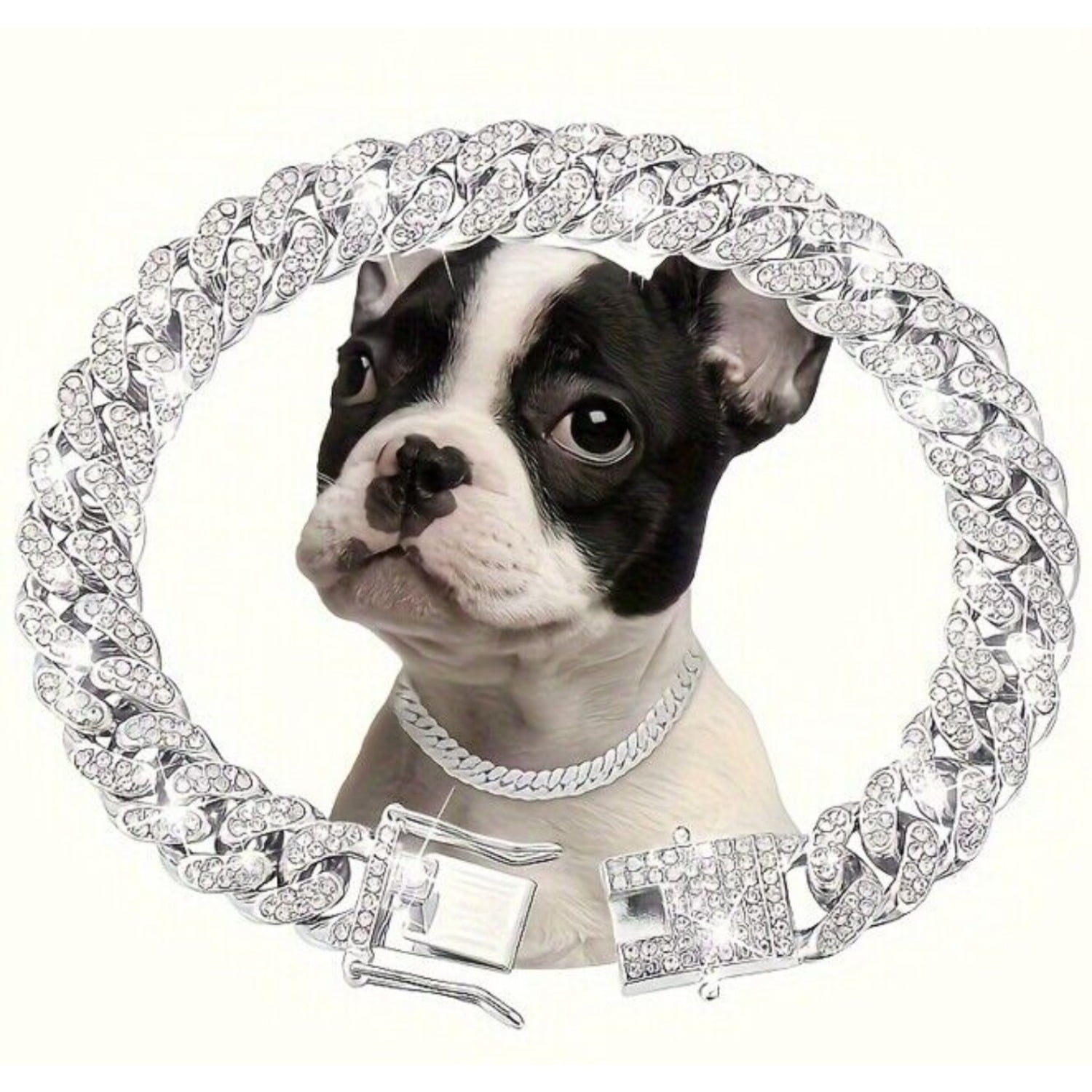 Dog Chain Collar Diamond Cuban Chain Dog Collar 13mm Wide Dog Necklace ...