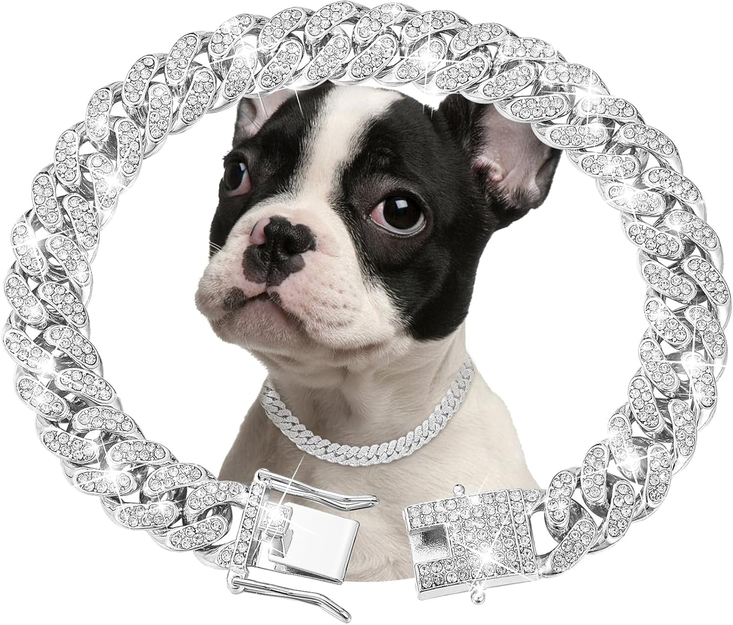 Dog Chain Collar Diamond Cuban Link Dog Collar 13mm Wide Dog Necklace ...