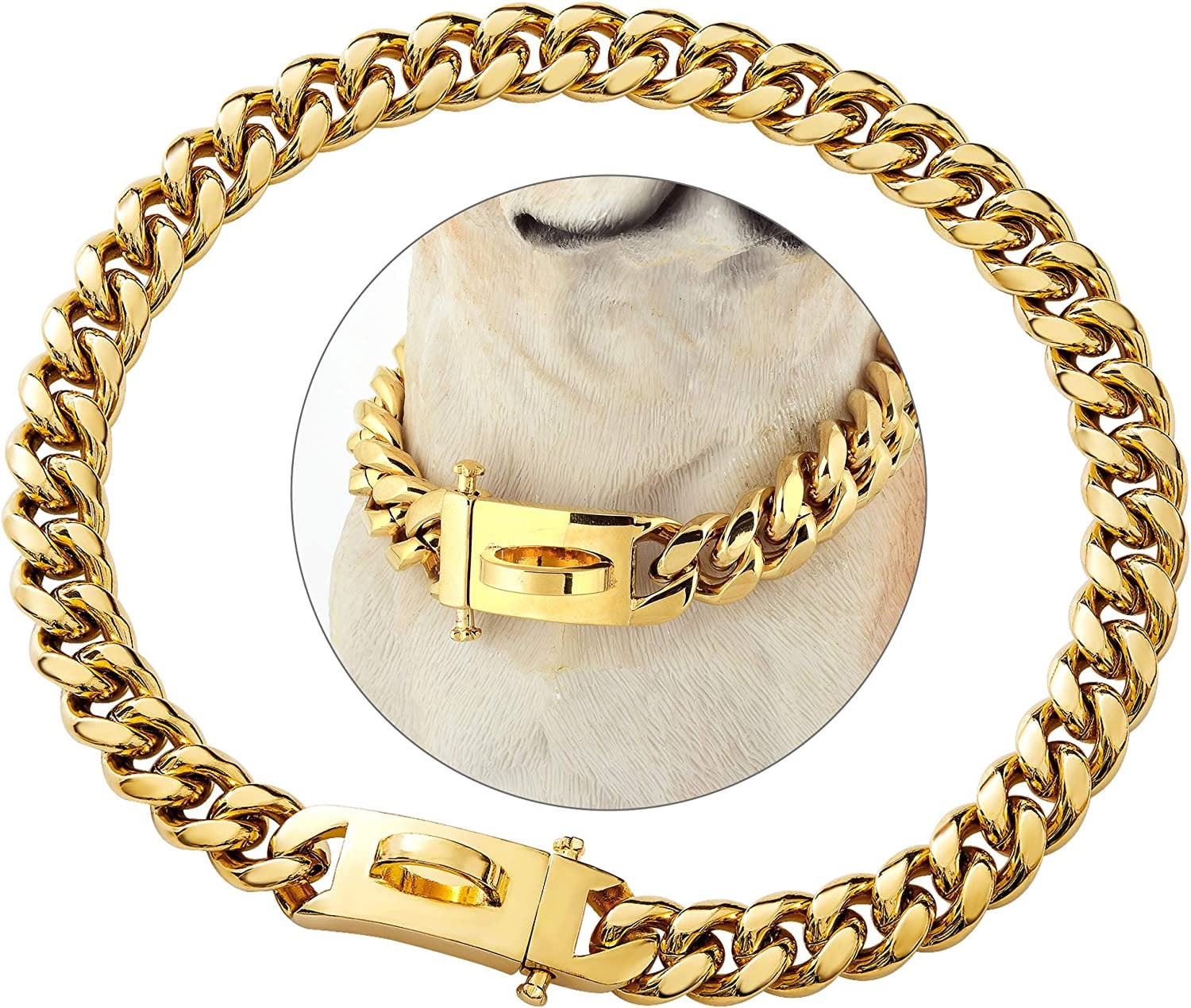 Dog Chain Collar with Buckle Strong Heavy Duty 14MM Thick Wide ...