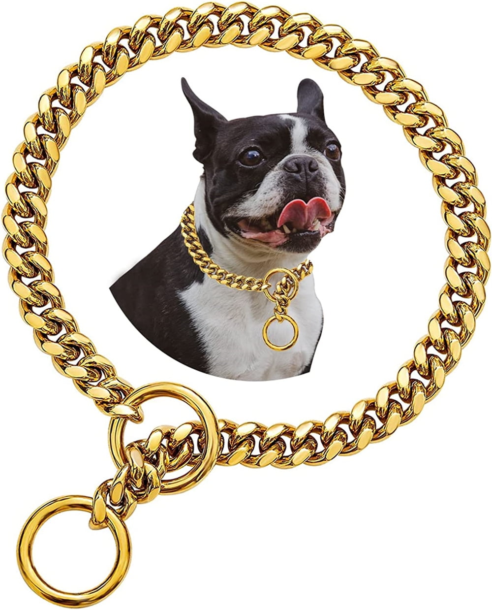 Dog Chain Cuban Collar Gold Color Metal Dog Chain for Small Medium Dogs ...
