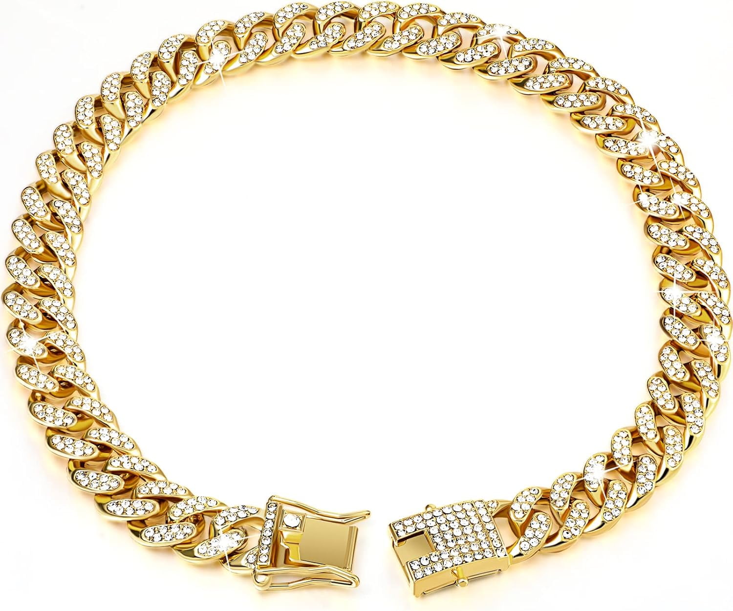 Dog Chain Diamond Collar Walking Metal Chain Necklace with Secure ...