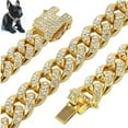 Dog Chain Diamond Cuban Collar Rose Gold Silver Luxury Pet Cuban Dog ...