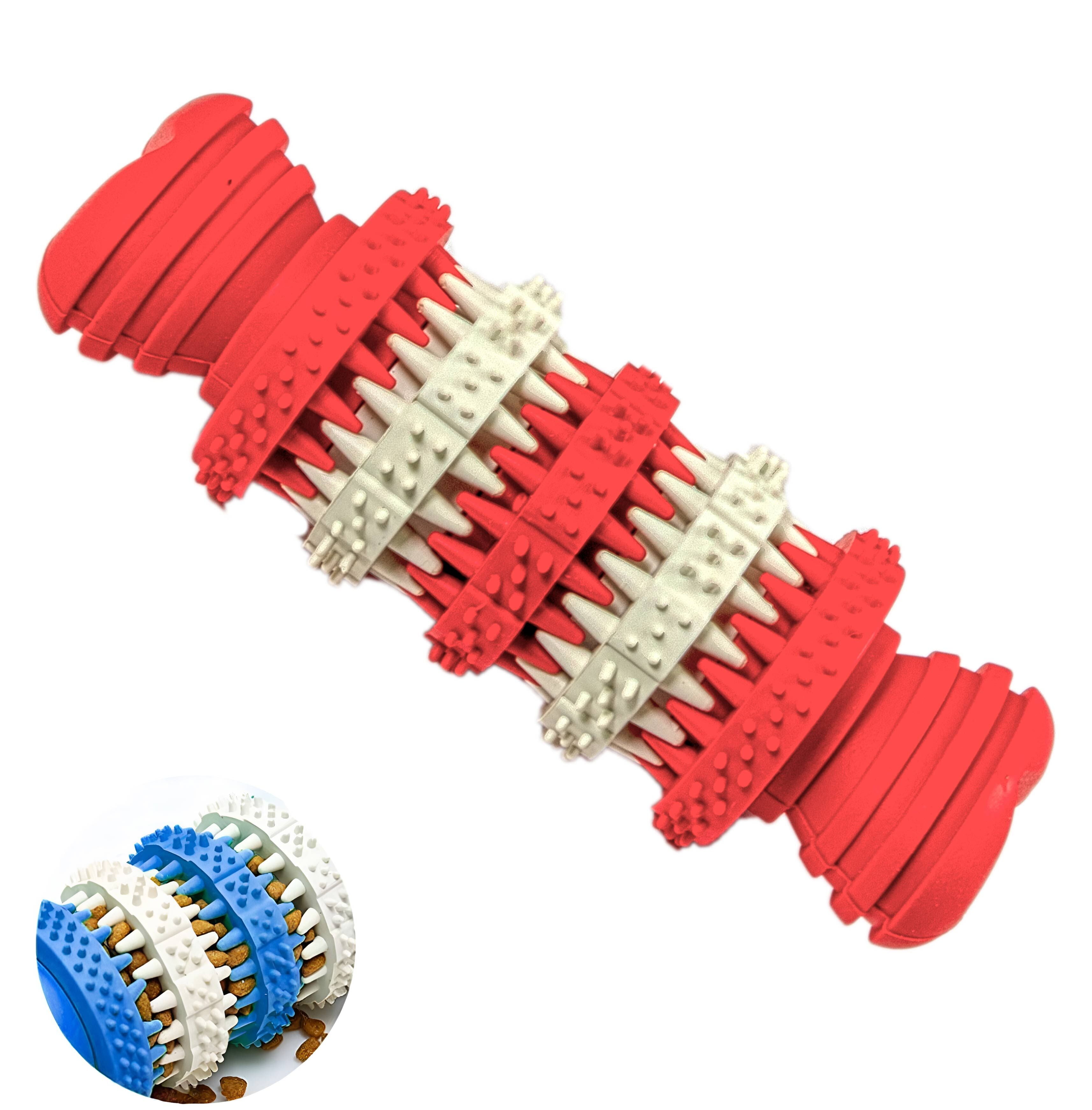 Dog Chew Toy Brushing Bone & Food Treat Dispenser - Interactive Toy for ...