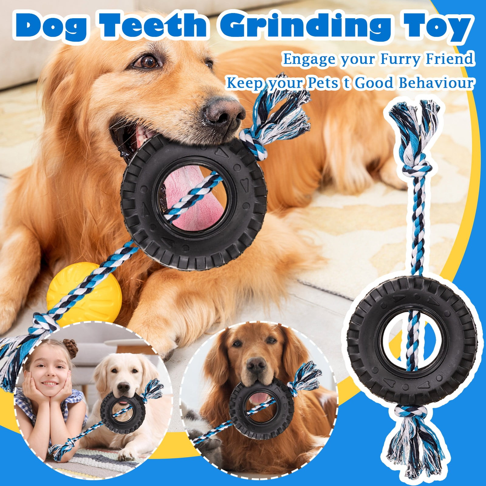 Dog Toy with Cotton-Poly Rope - Rubber Toy for Extreme Chewers ...