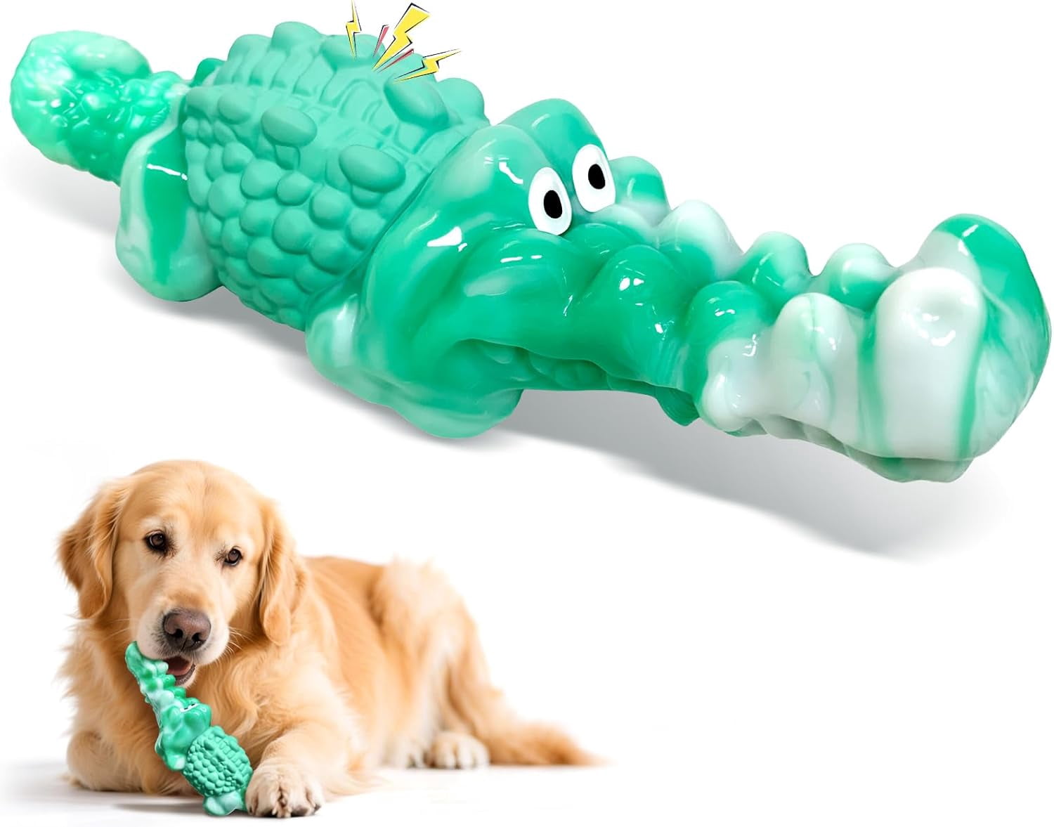 Dog Chew Toys for Aggressive Chewers - Indestructible Squeaky Crocodile ...