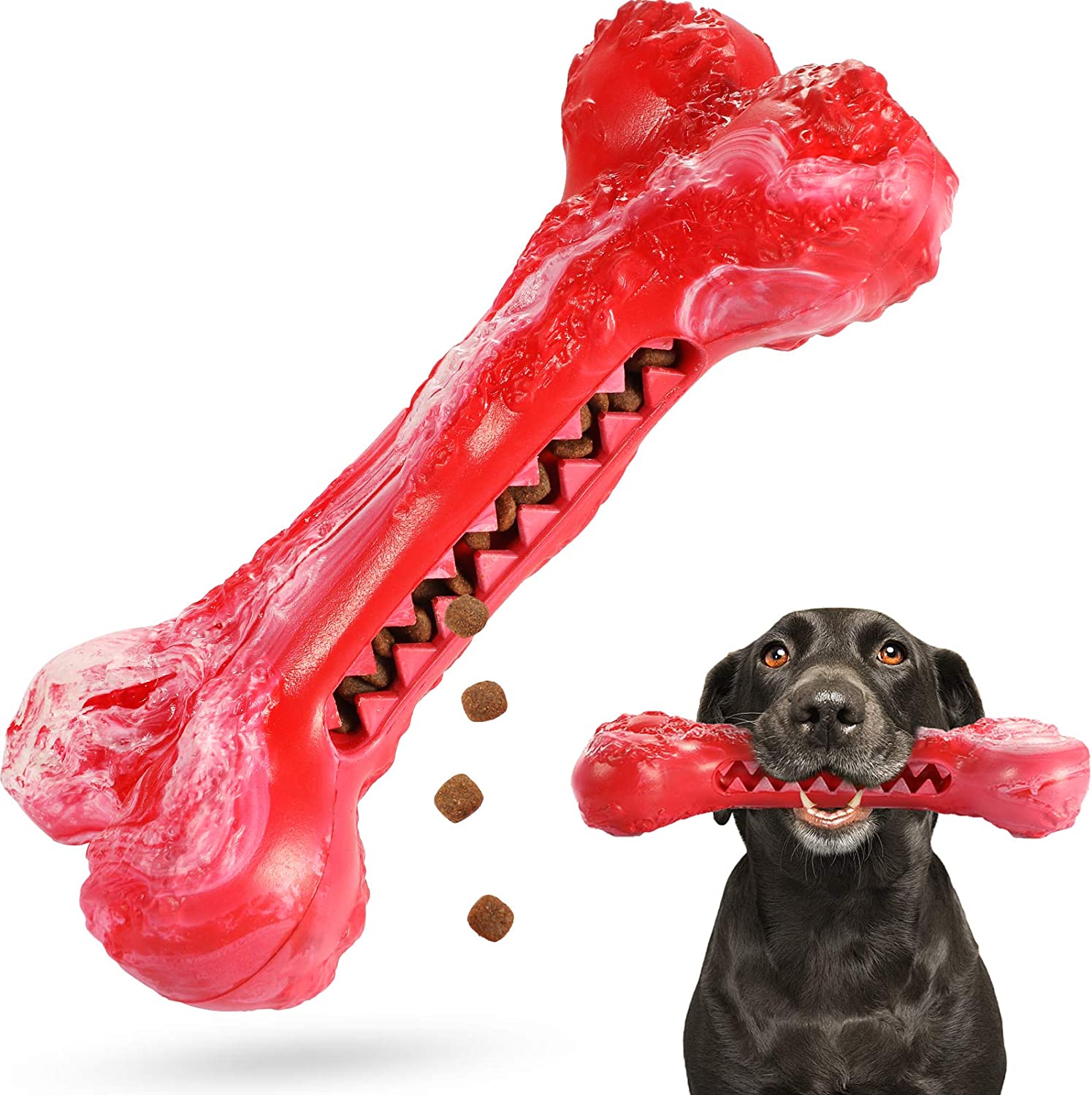 Dog Chew Toys for Aggressive Chewers, Rubber Dog Bones Chew Toys ...