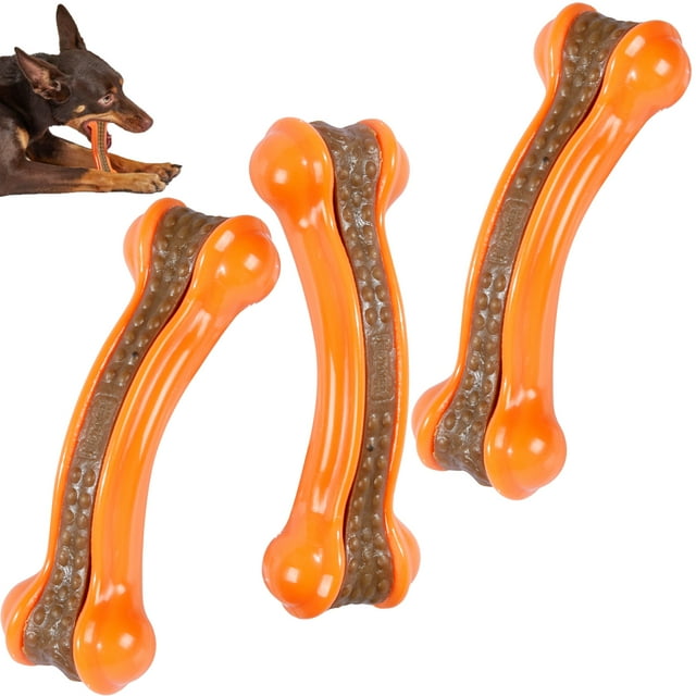 Dog Chew Toys for Aggressive Chewers，Beef Flavor,Nylon Dog Bones Toys for Small/Medium/Large ...