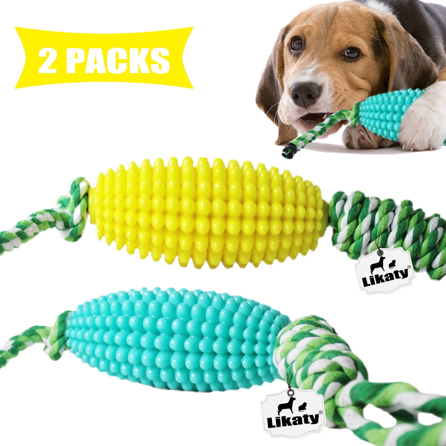 Dog Chew Toys for Aggressive Chewers, Likaty Indestructible Rope Dog ...