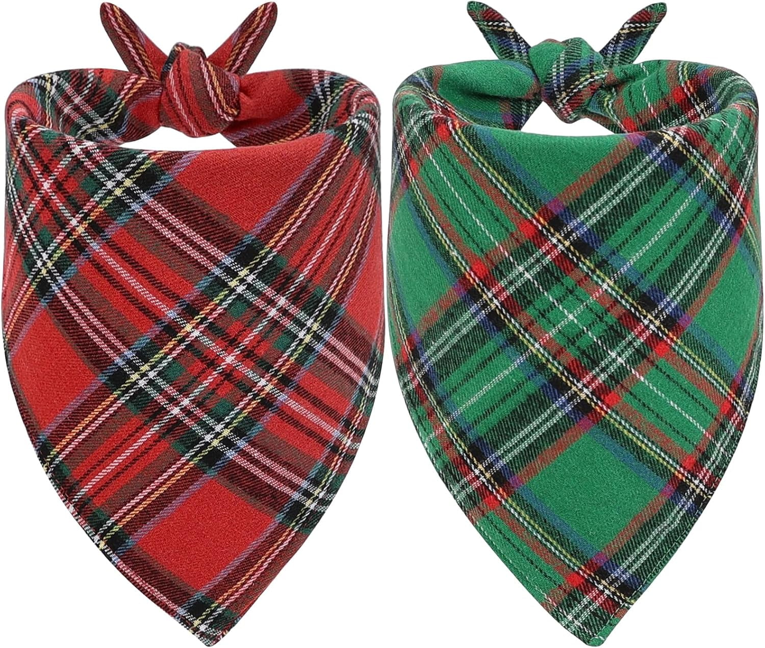 Dog Christmas Bandana, 2 Pack Classic Plaid Triangle Dog Scarf for ...