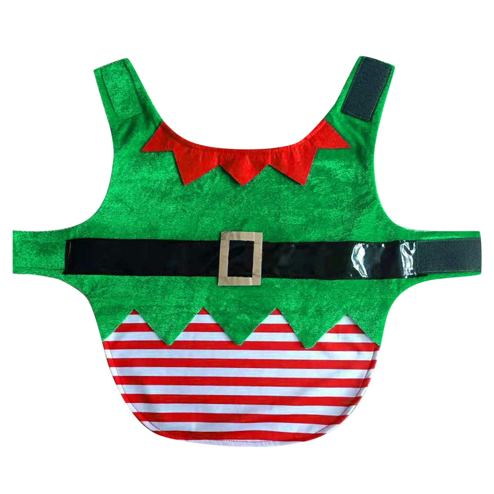 Dog Christmas Elf Costume with Hat Printed Pet Vest Cosplay Clothes ...
