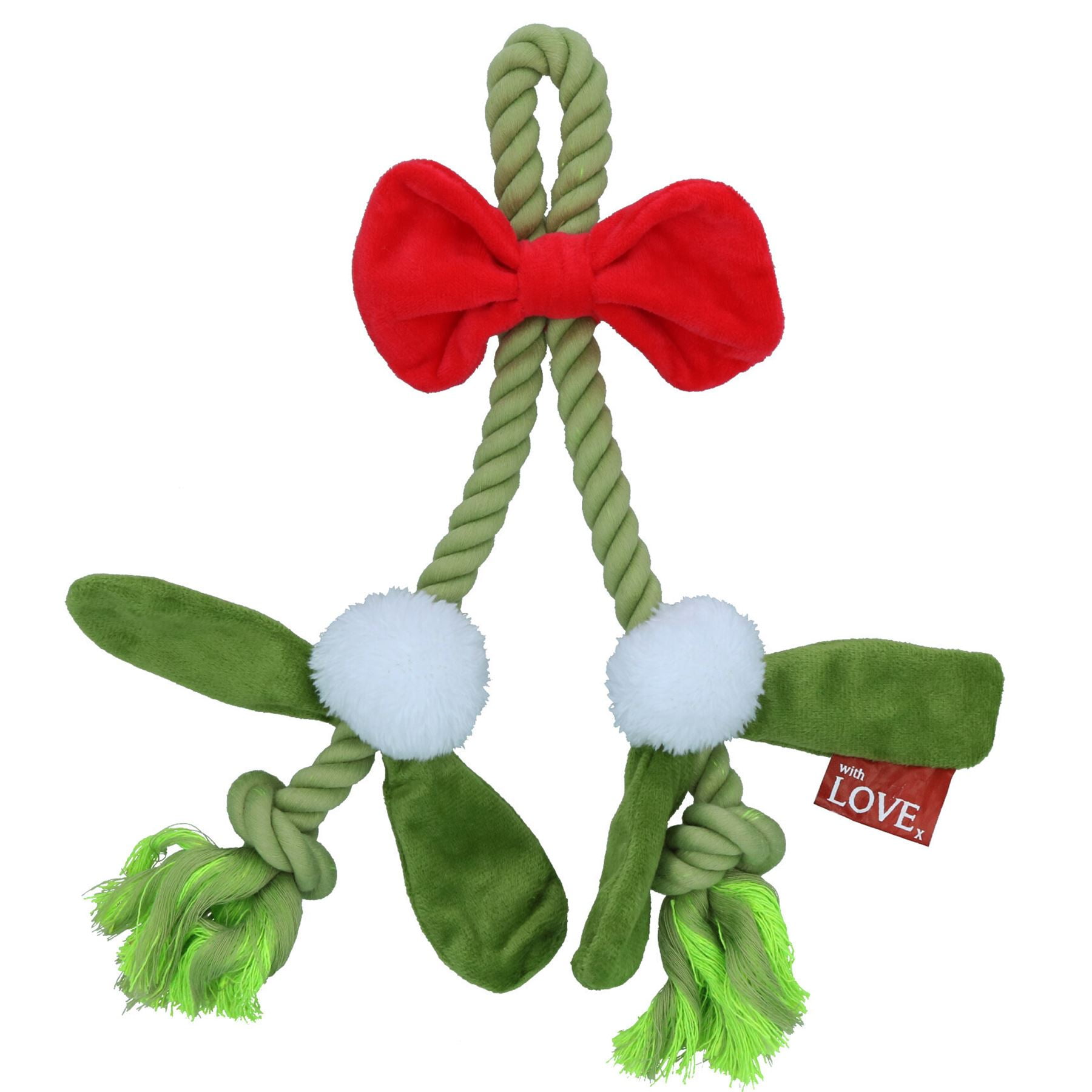 Dog Christmas Gift Mistle-Bow Plush Rope Play Toy Festive Xmas Present ...