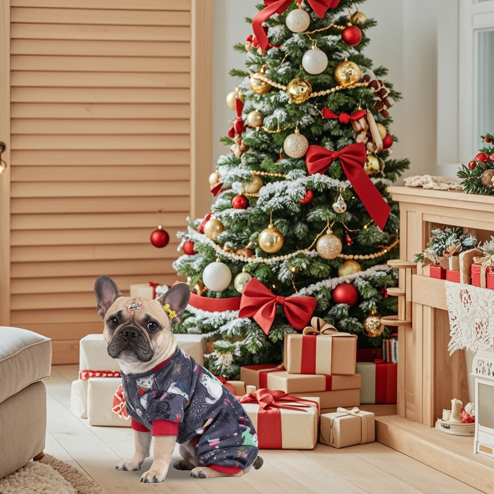 Dog Christmas Pajamas Puppy_Onesies Small Dogs Soft Warm Pet Clothescat ...