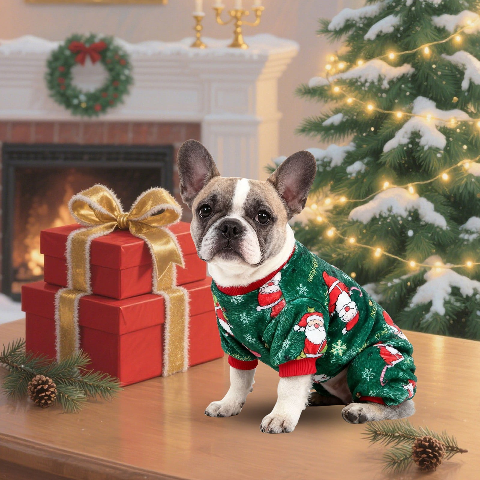Dog Christmas Pajamas, Small Dogs Christmas Outfit Soft Warm Pet ...