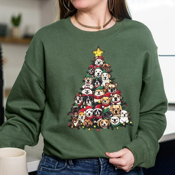 Dog Christmas Tree Shirt, Animals Christmas Shirt, Retro Dog Christmas ...