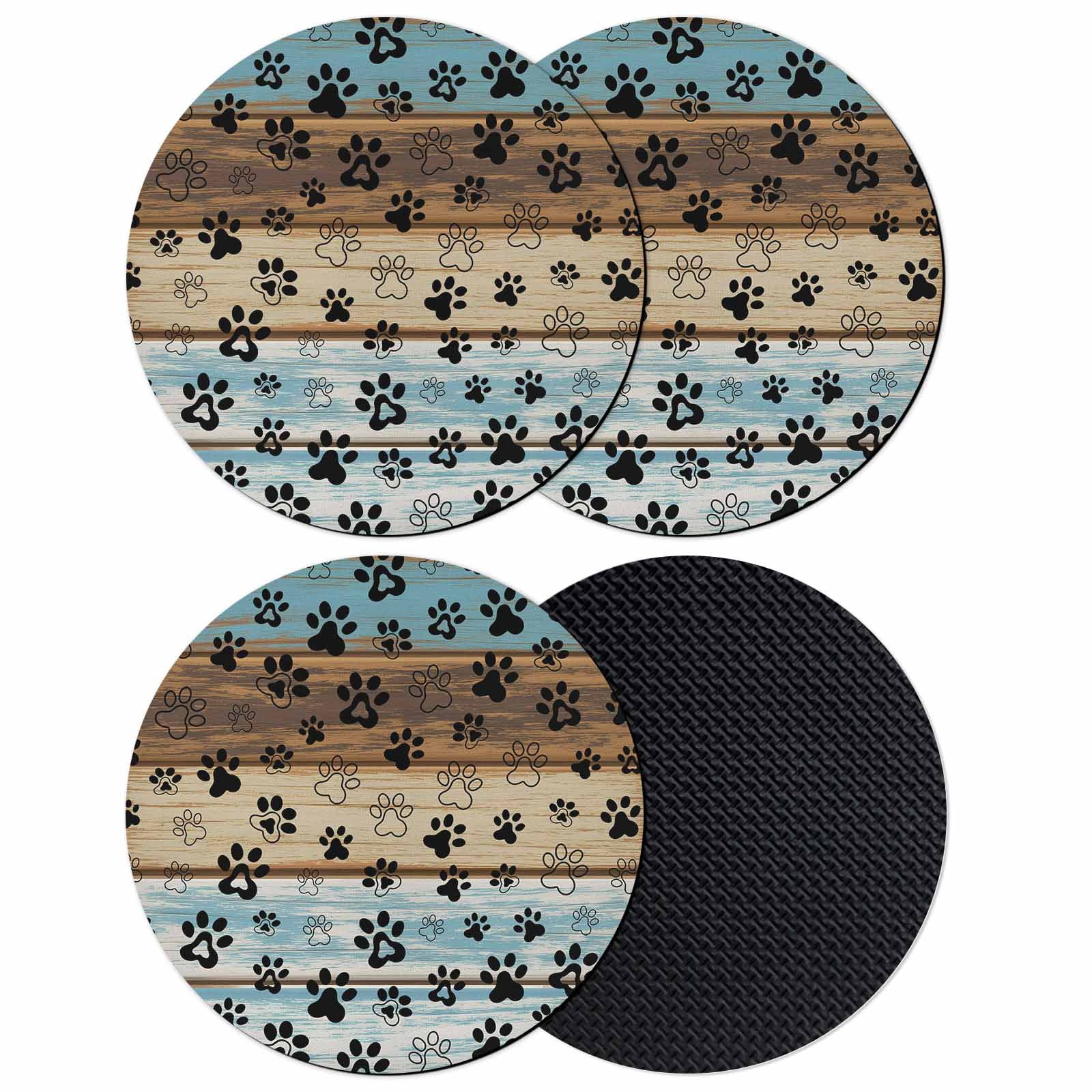 Dog Claw Paw Print Coasters for Drinks,Absorbent Non Slip Rubber Drink ...