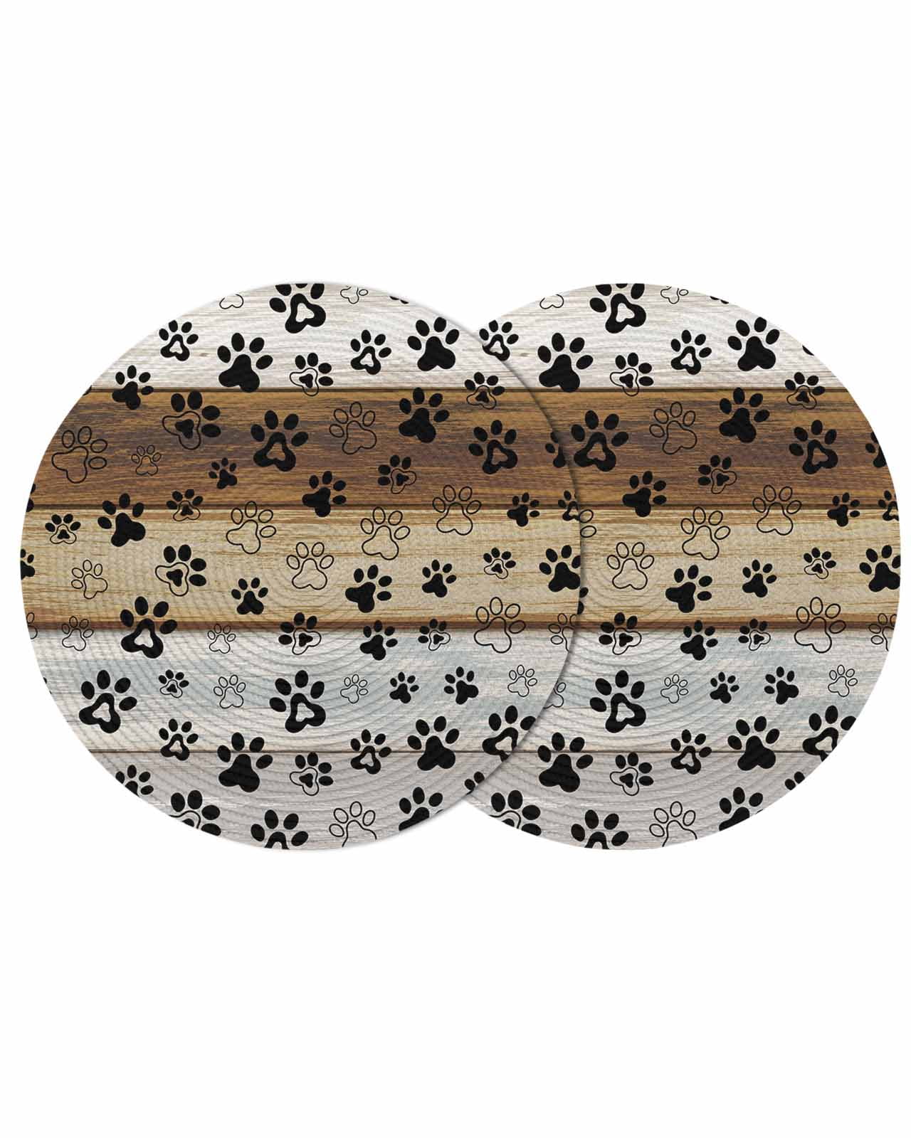 Dog Claw Paw Print Round Table Placemats set of 2, Pet Grey Brown ...