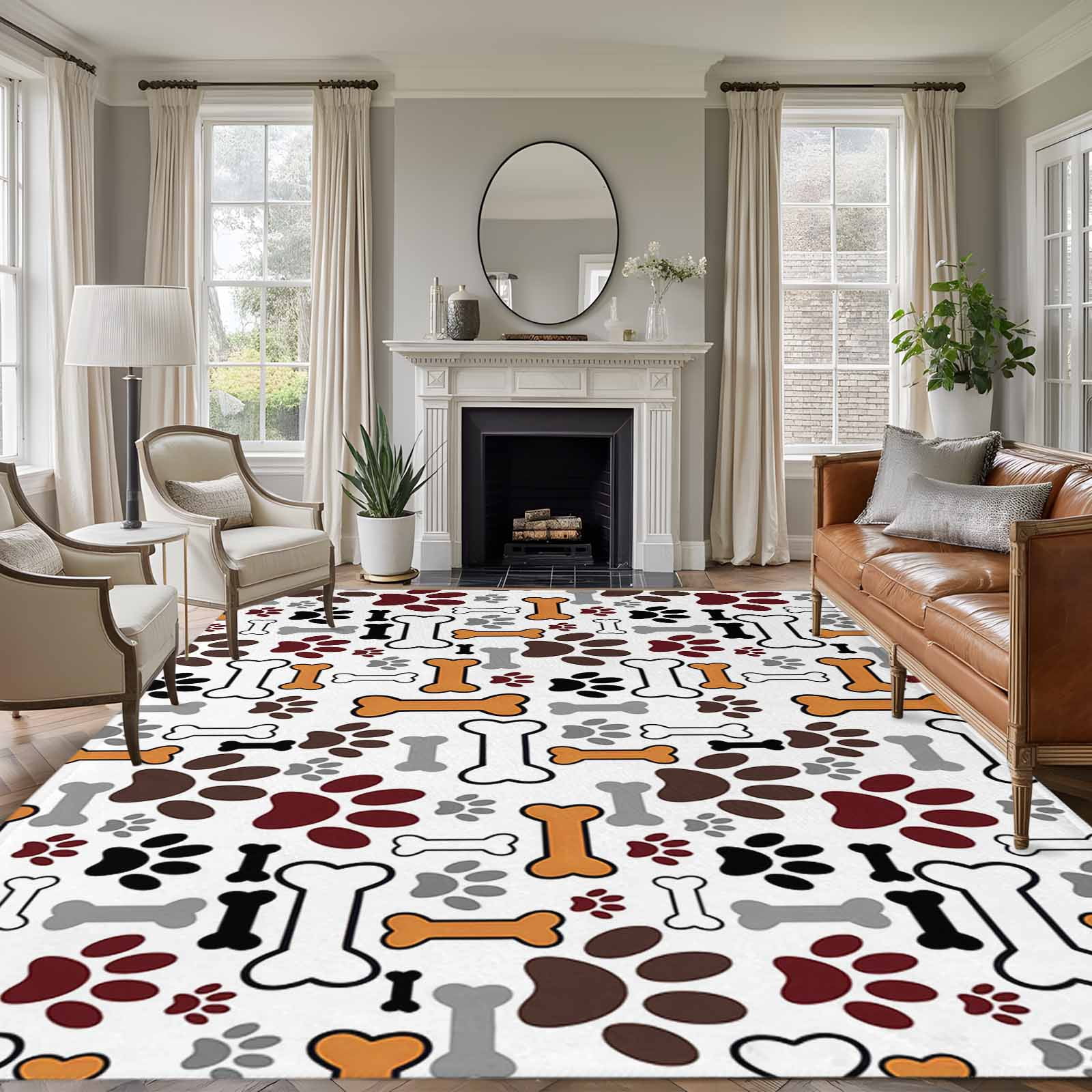 Dog Claws Area Rug 6x9 Washable Rug Non Slip Pet Cat Cartoon Cute ...