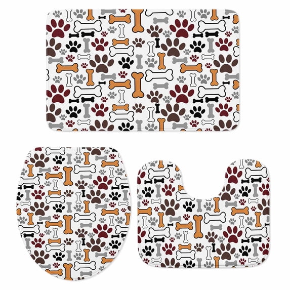 Dog Claws Bones Bathroom Rugs Set Cartoon Animal Cute Non Slip ...