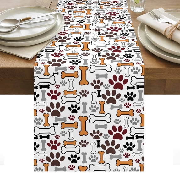 Dog Claws Bones Table Runner 13 x 108 Inch, Cartoon Animal Cute ...