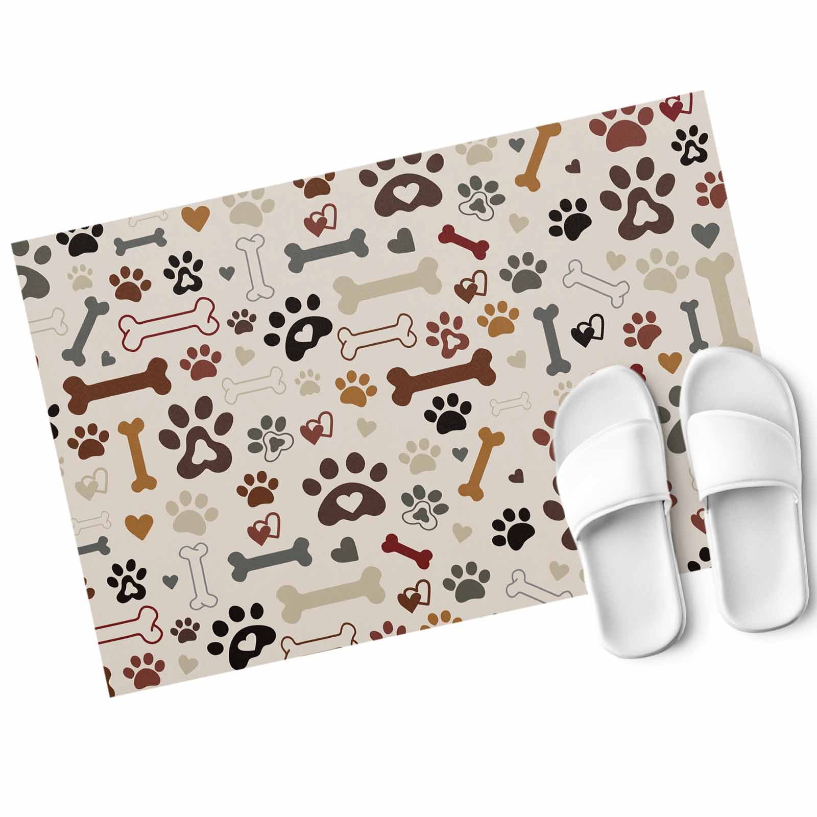 Dog Claws Door Mat Dog Bones Love Vintage Texture Non Slip Absorbent ...