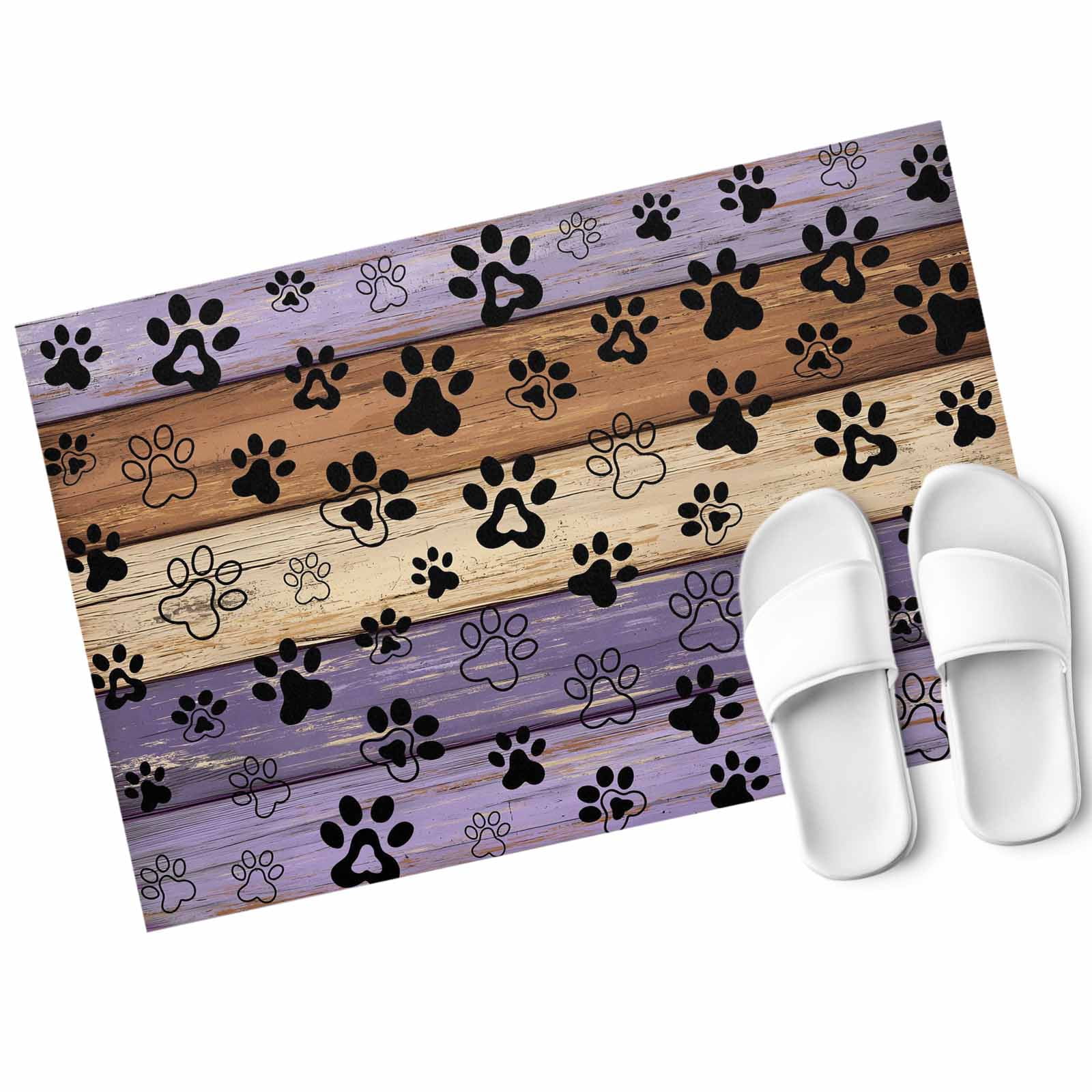 Dog Claws Painting Door Mat Purple Wood Striped Farm Animal Country Non ...
