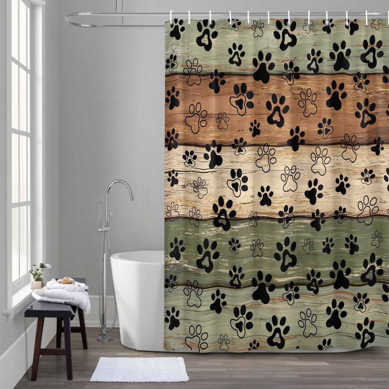 Dog Claws Painting Shower Curtain for Bathroom Decor, Vintage Green ...