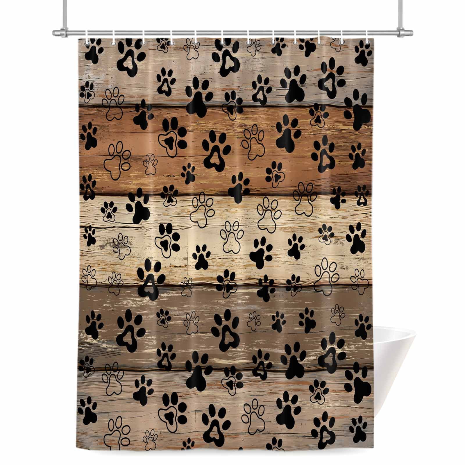 Dog Claws Painting Shower Curtain, Vintage Brown Wood Striped Country ...