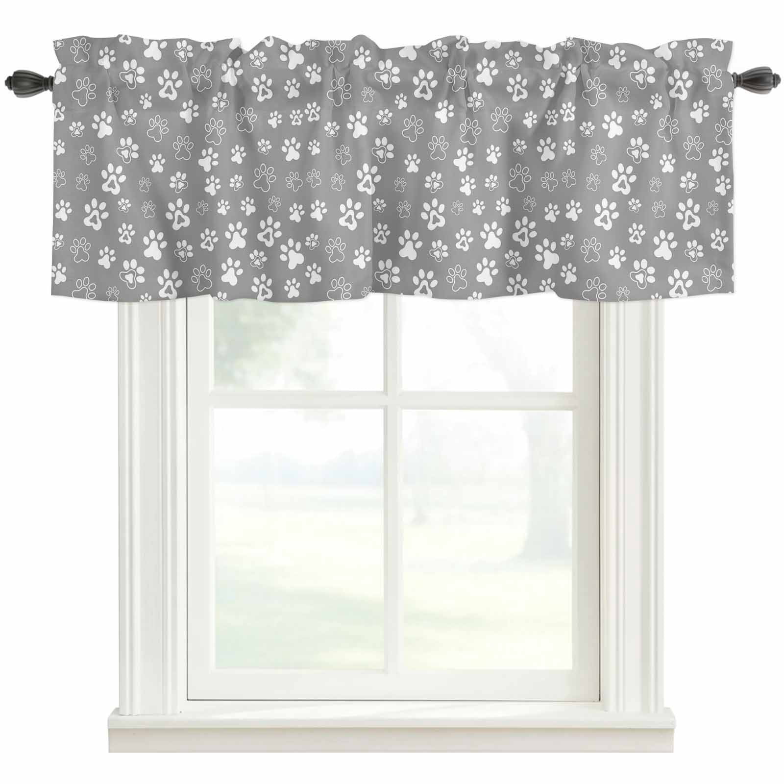 Dog Claws Rod Pocket Curtain Valance, Grey Vintage Cartoon Funny ...