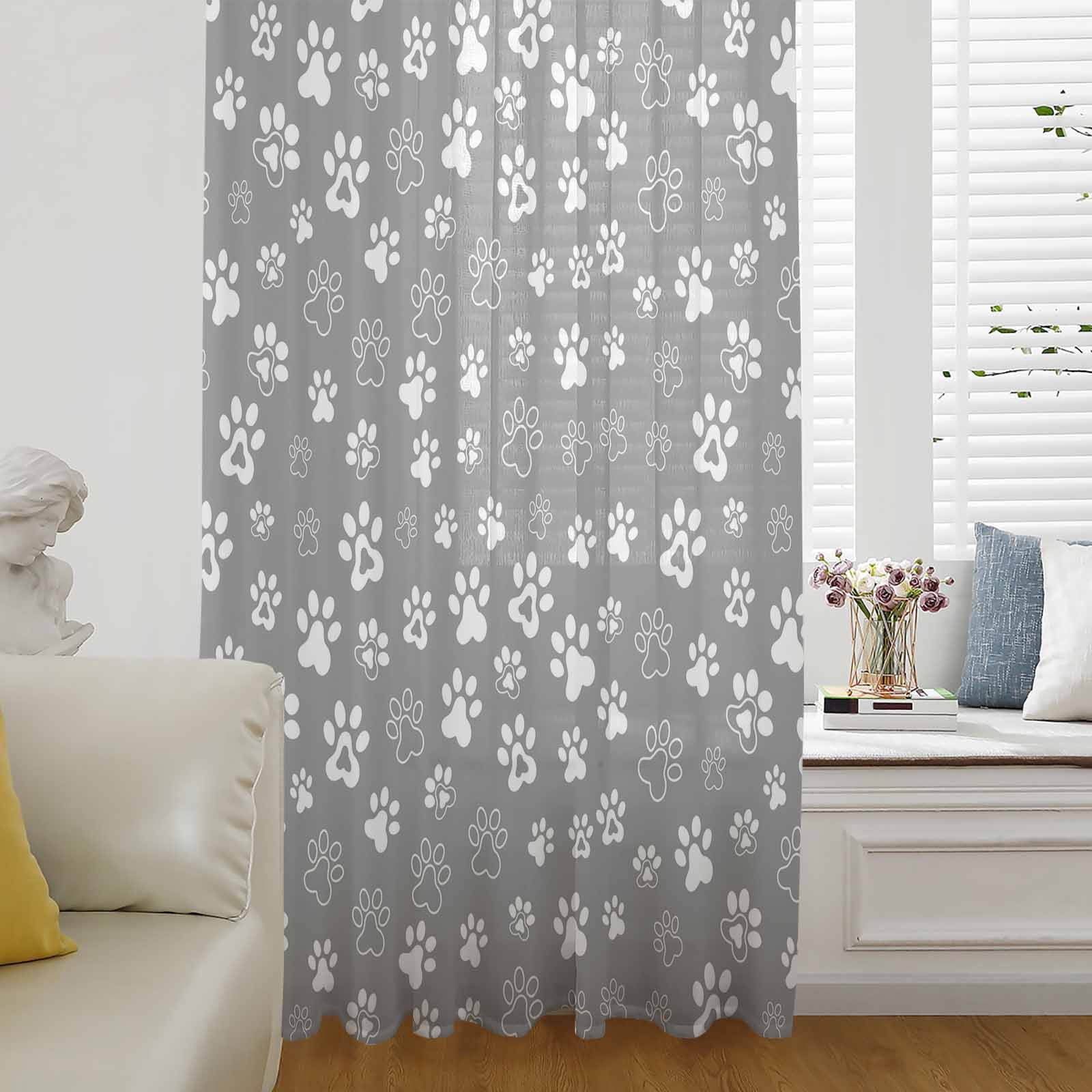 Dog Claws Semi Sheer Curtains Drapes for Living Room, Bedroom, French ...