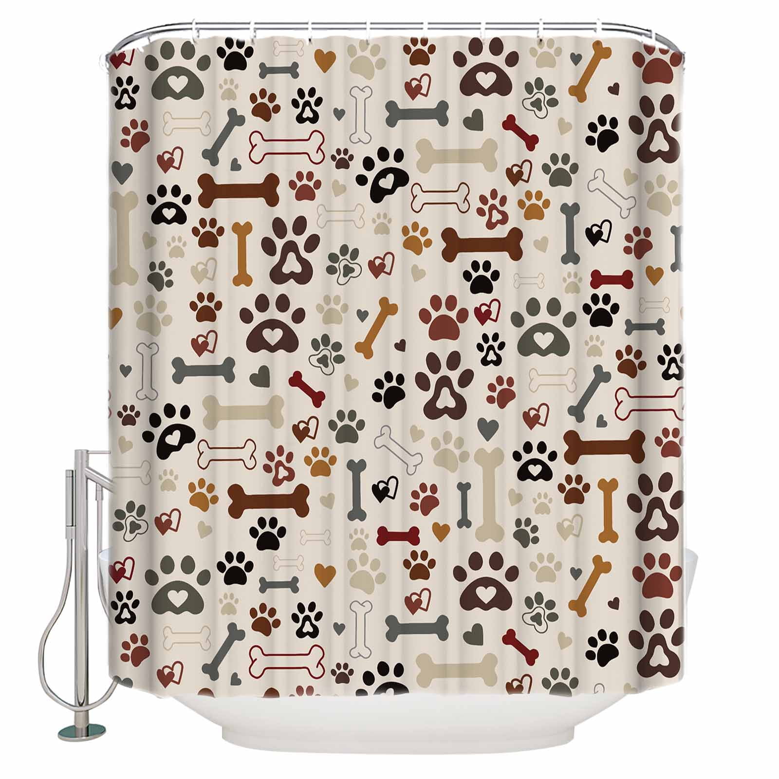Dog Claws Shower Curtain, 72" x 72", Dog Bones Love Vintage Texture ...