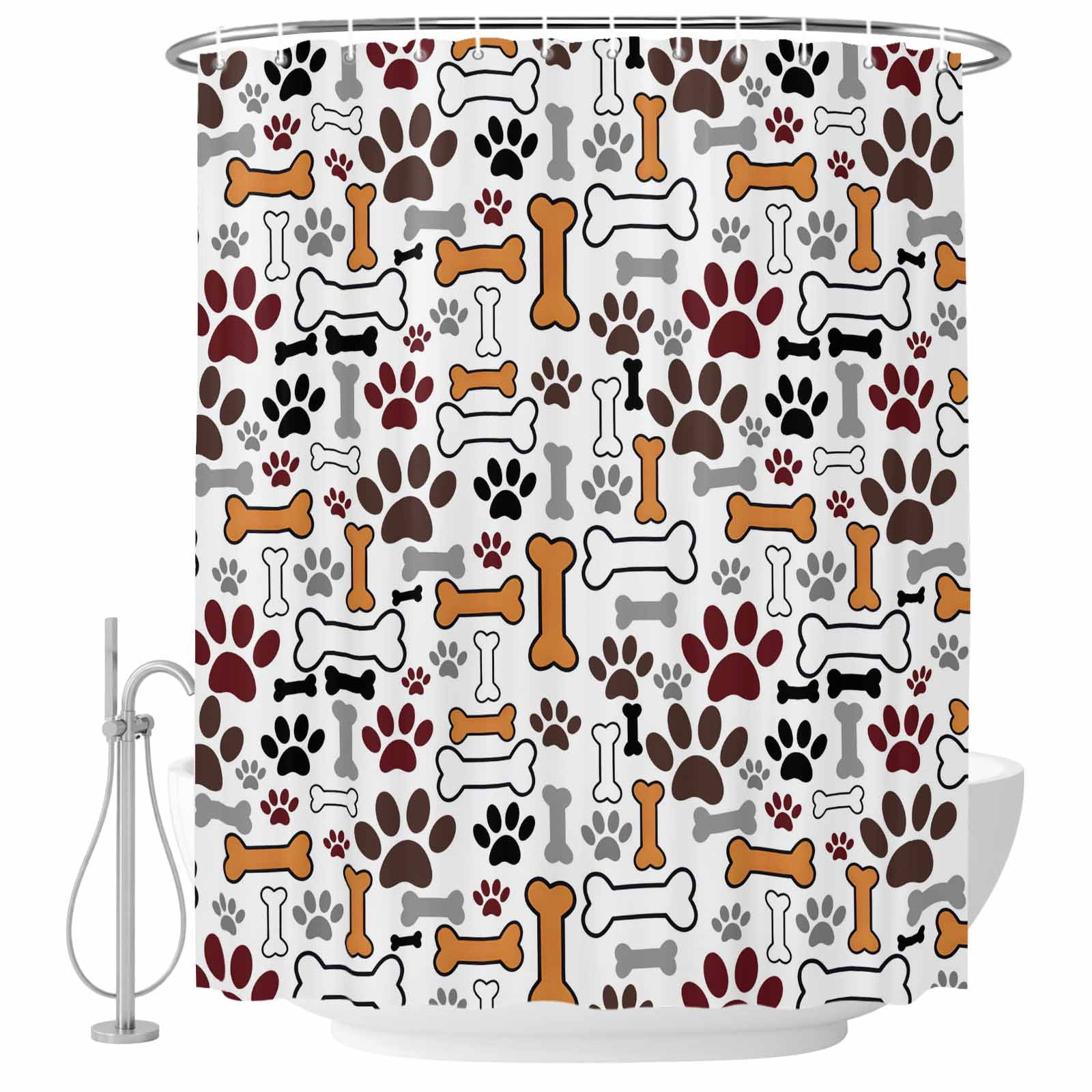 Dog Claws Shower Curtain Set - Long 72" x 84" Washable Bathtub Curtain ...